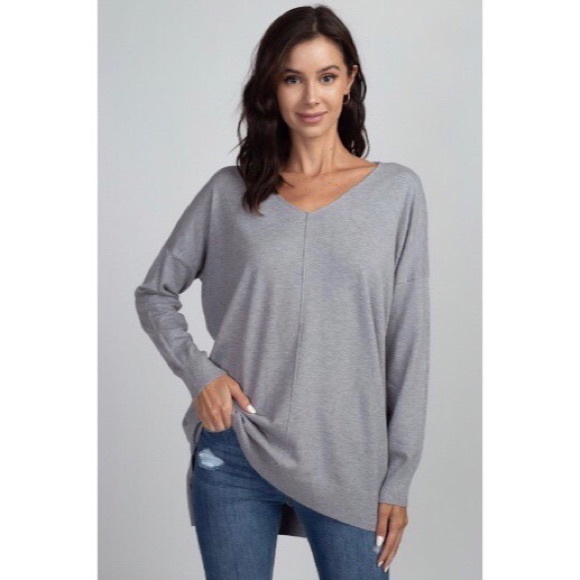 Dreamers By Debut | Sweaters | Dreamers By Debut Grey V Neck Front Seam ...